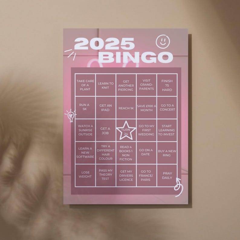 2025 Goal-setting Bingo Card - Fun & Editable Canva Template - Etsy