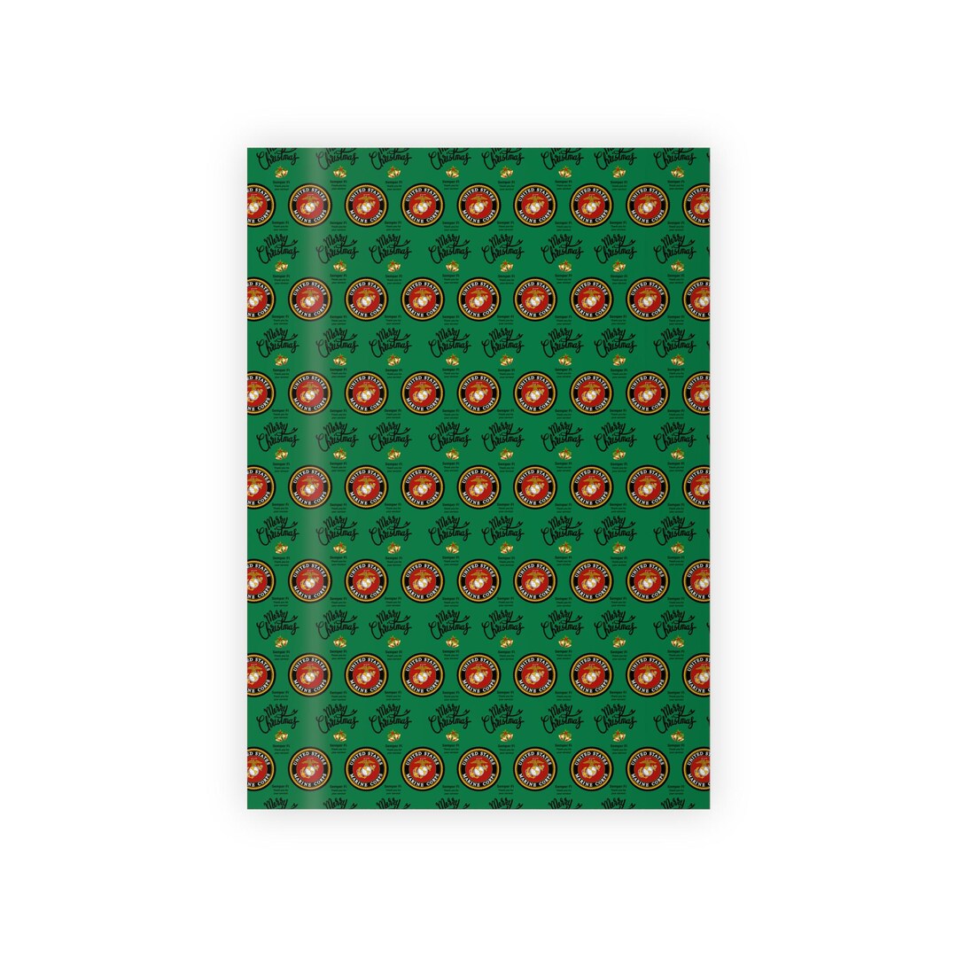 Gift Wrapping Paper, US Marine Emblem Dark Green Roll for Military ...