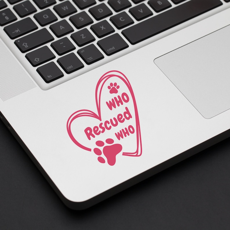 Who Rescued Who Vinyl Decal: Paw Print Heart for Car, Laptop - Etsy