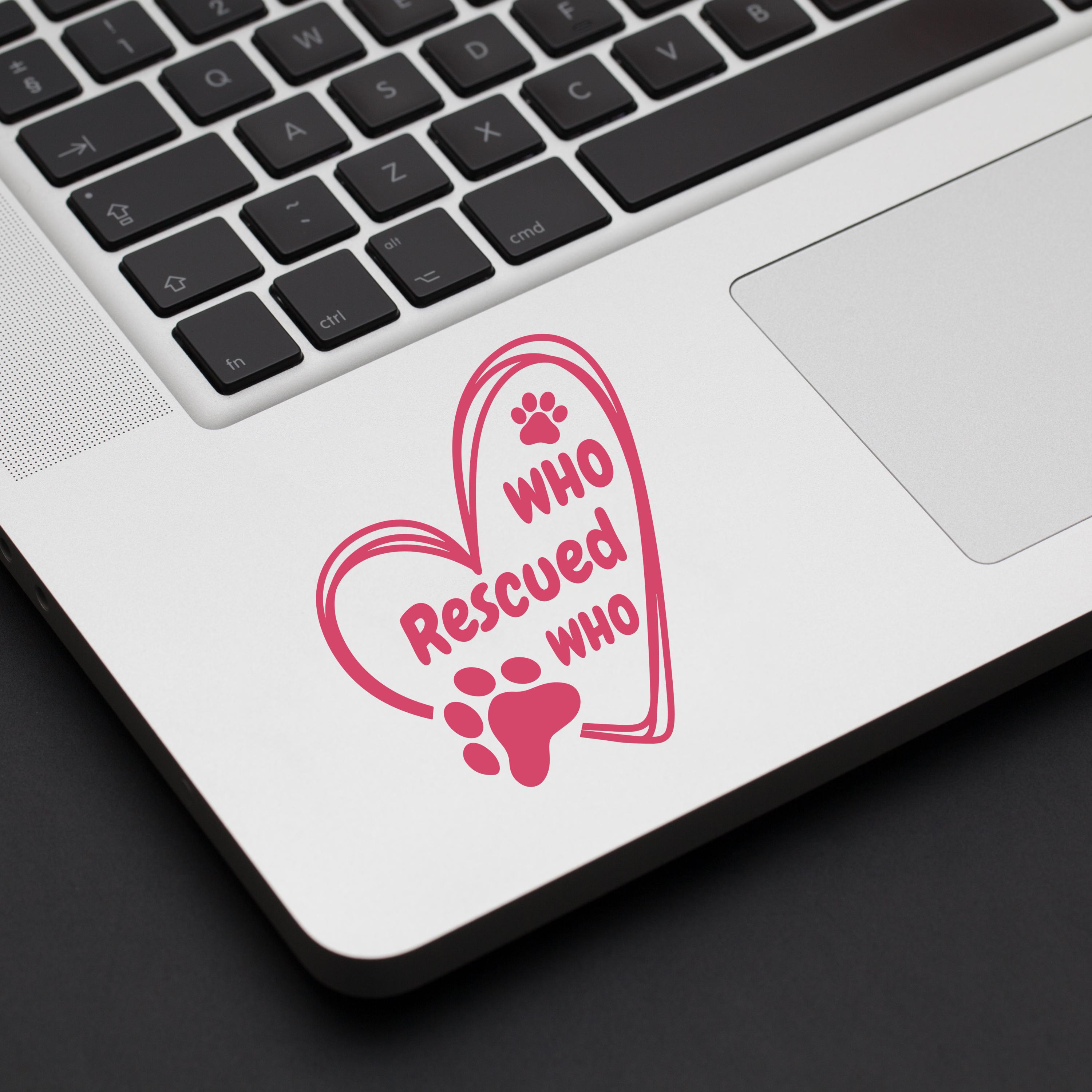 Who Rescued Who Vinyl Decal: Paw Print Heart for Car, Laptop - Etsy