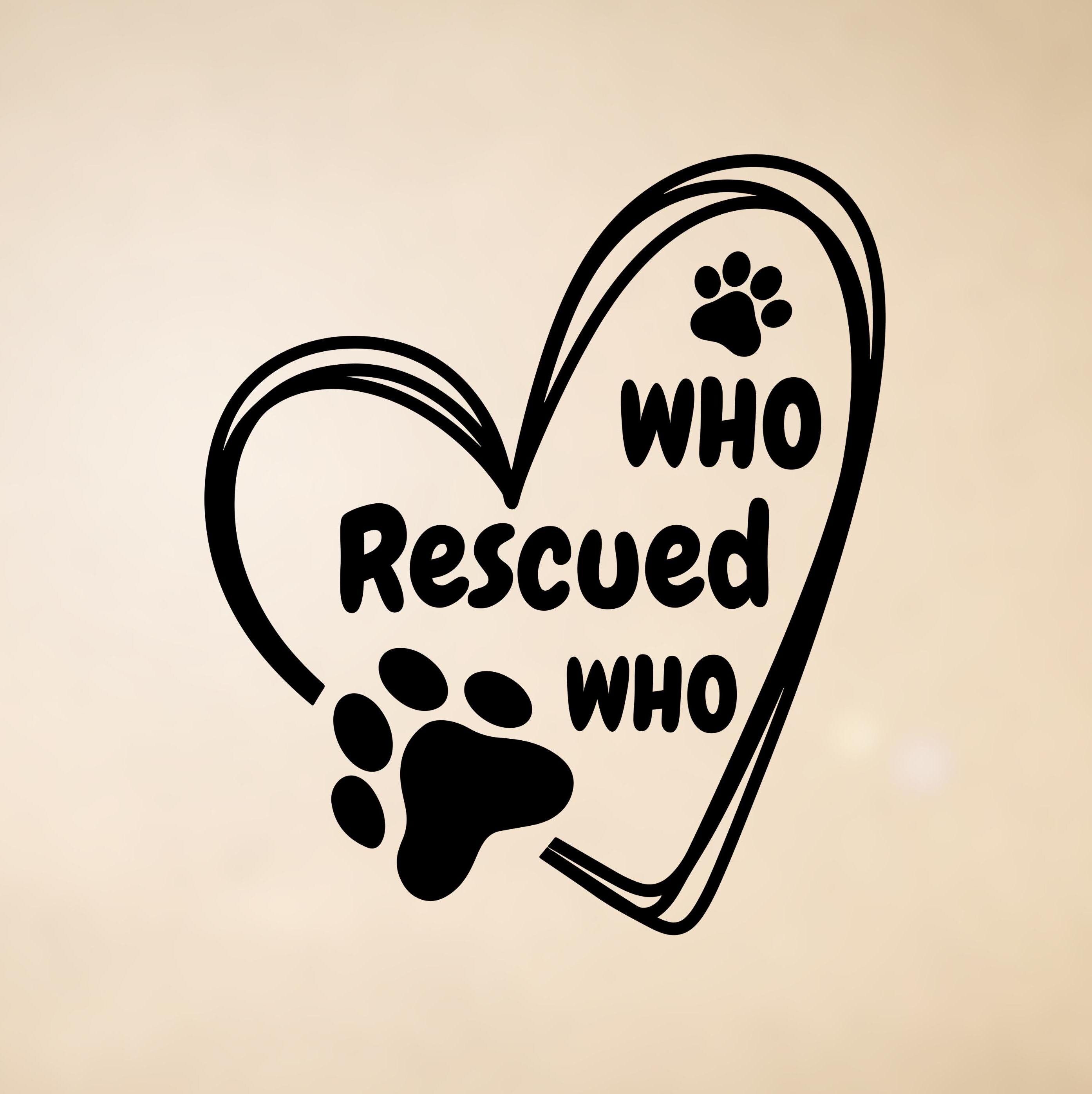Who Rescued Who Vinyl Decal: Paw Print Heart for Car, Laptop - Etsy