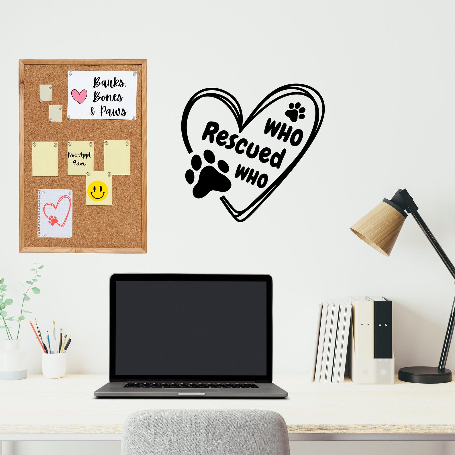 Who Rescued Who Vinyl Decal: Paw Print Heart for Car, Laptop - Etsy