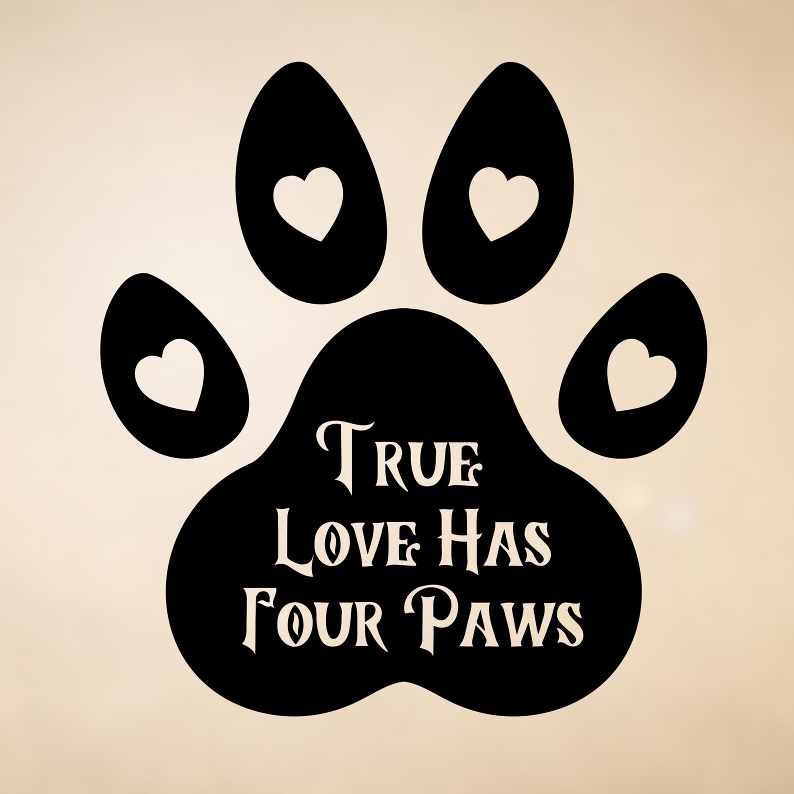 True Love Has Four Paws Saying in Paw Print Vinyl Decal - Decal for Car ...