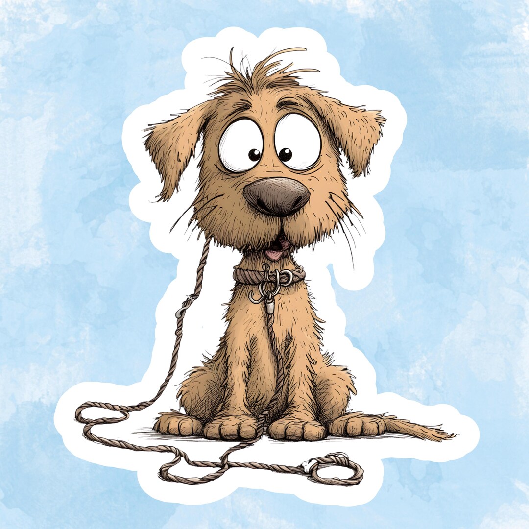 Funny Dog Tangled Leash Sticker – Waterproof Vinyl Puppy Decal - Etsy
