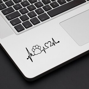 Heartbeat Line Paw Heart Vinyl Sticker Decal, Decal for Car, Laptop ...