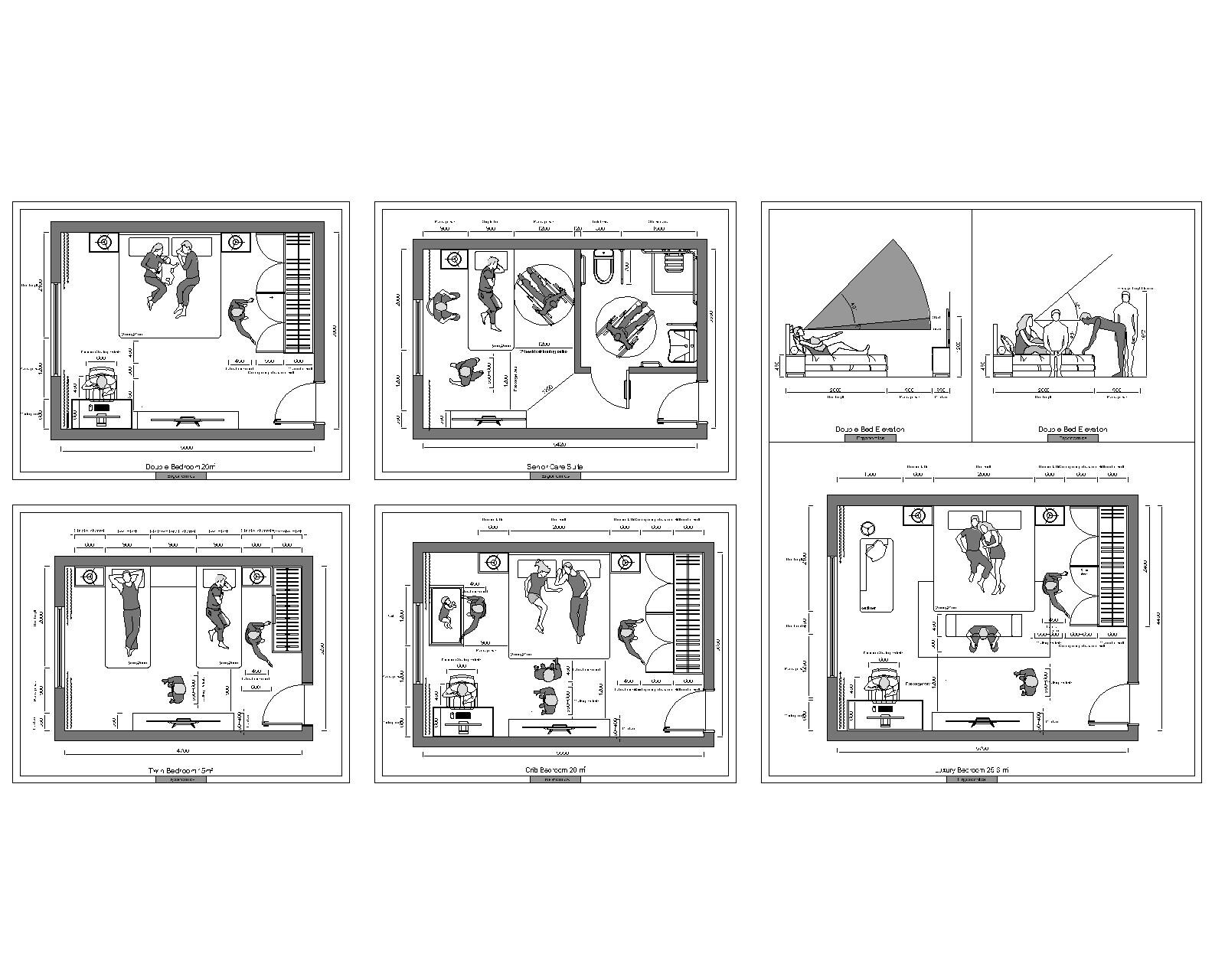 Human Ergonomics CAD Block Pack. Includes Rooms With Dynamic Furniture ...