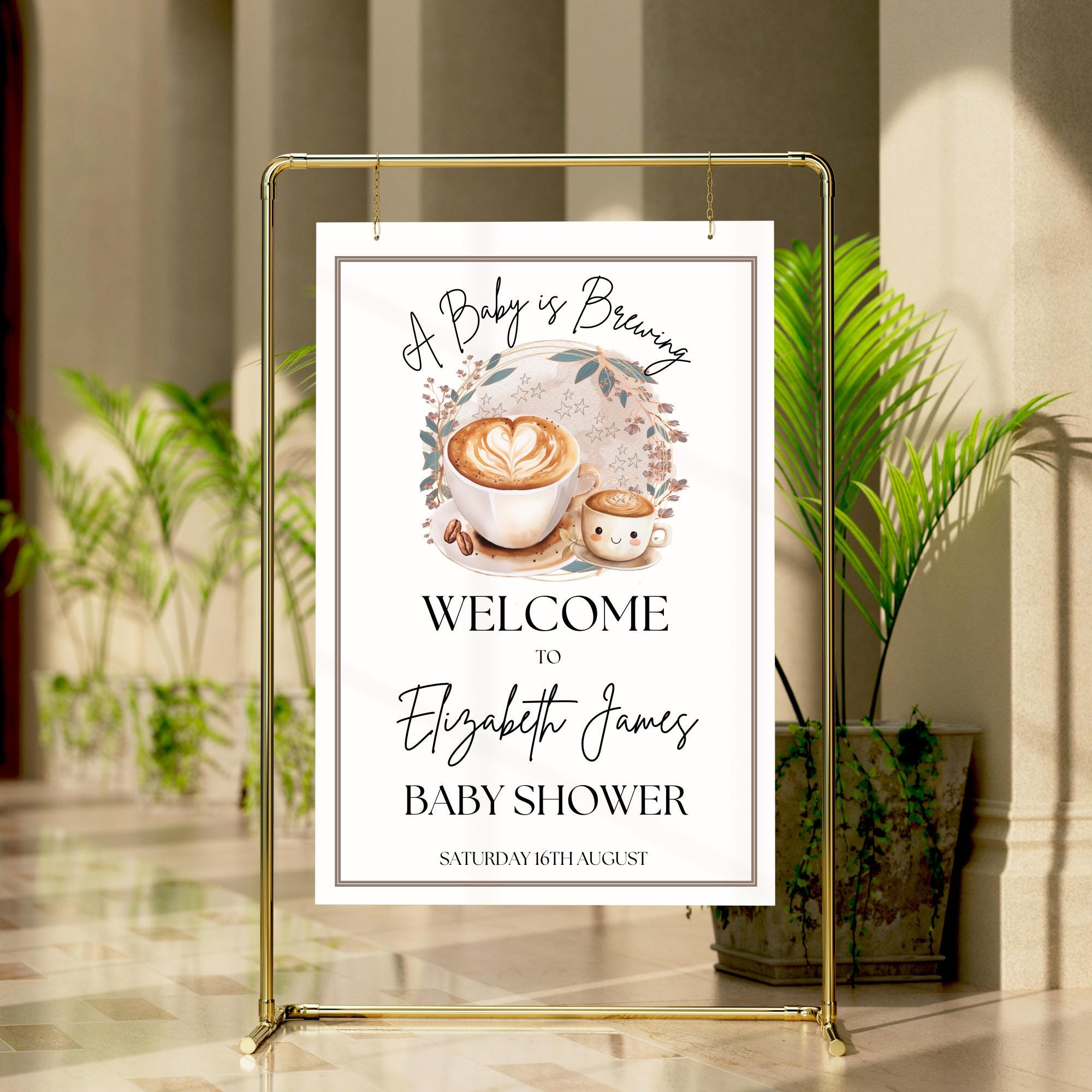 A Baby is Brewing Welcome Sign Coffee Baby Shower Neutral Baby Shower ...