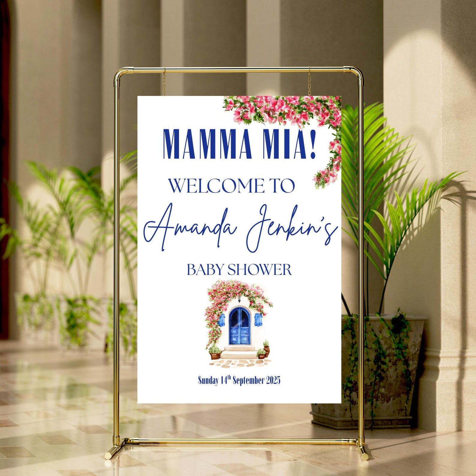 Editable Mamma Mia Baby Shower Welcome Sign: Greek Theme (digital ...
