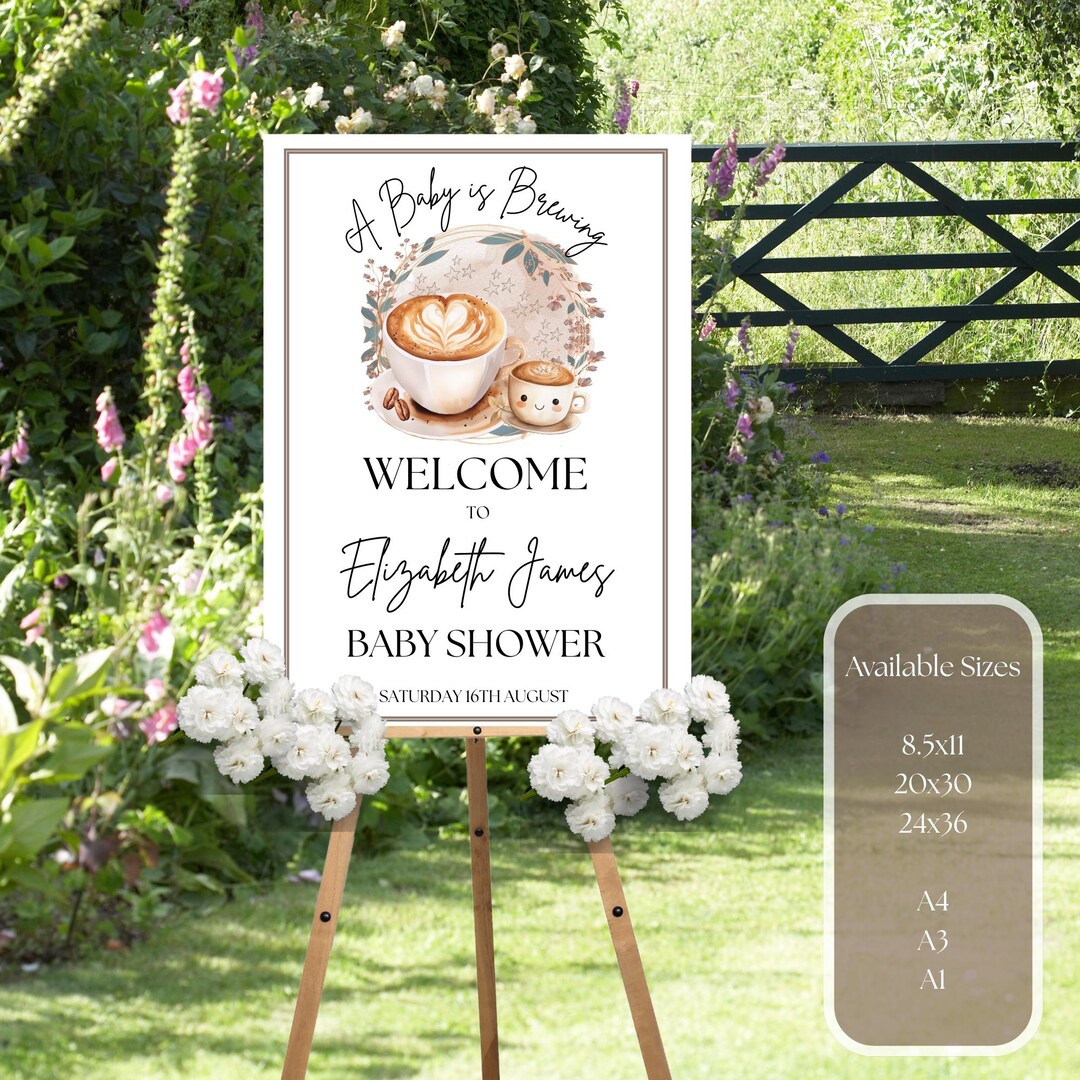 A Baby is Brewing Welcome Sign Coffee Baby Shower Neutral Baby Shower ...