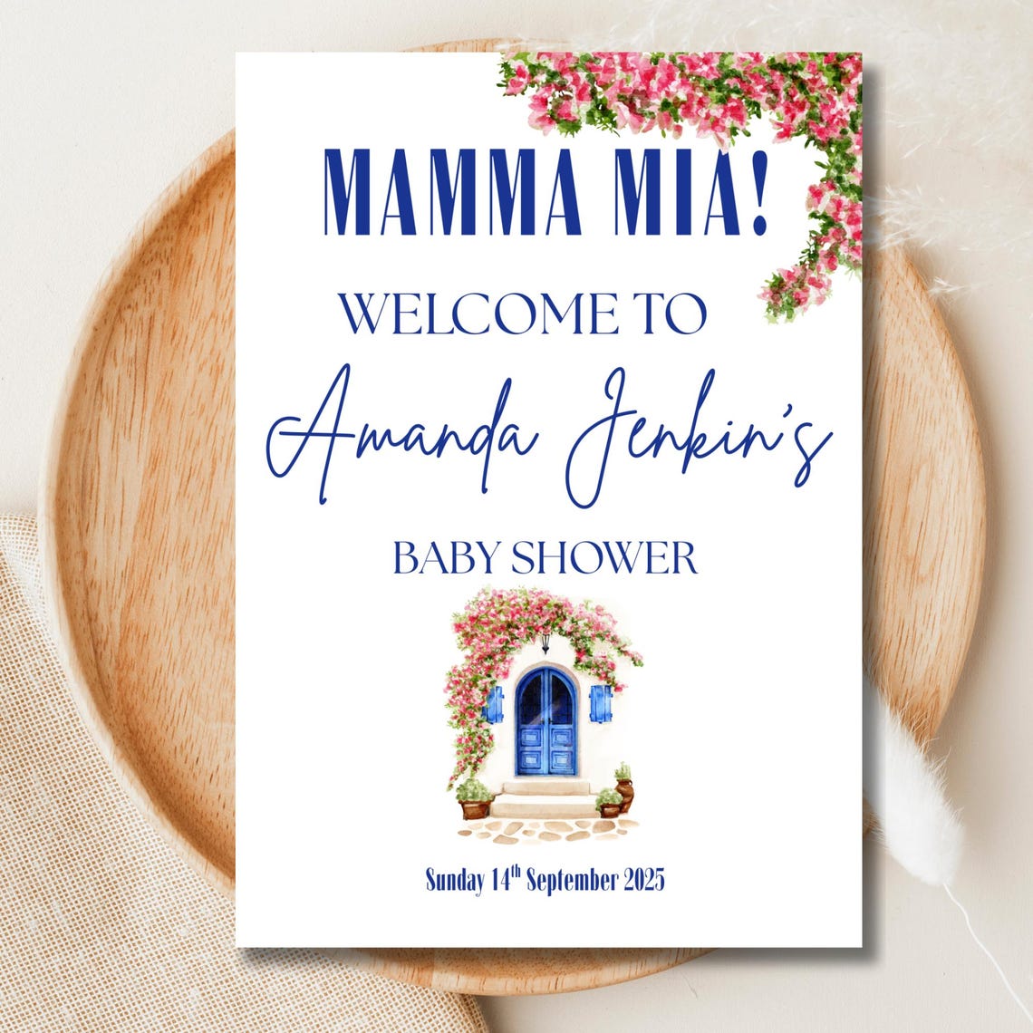Editable Mamma Mia Baby Shower Welcome Sign: Greek Theme (digital ...