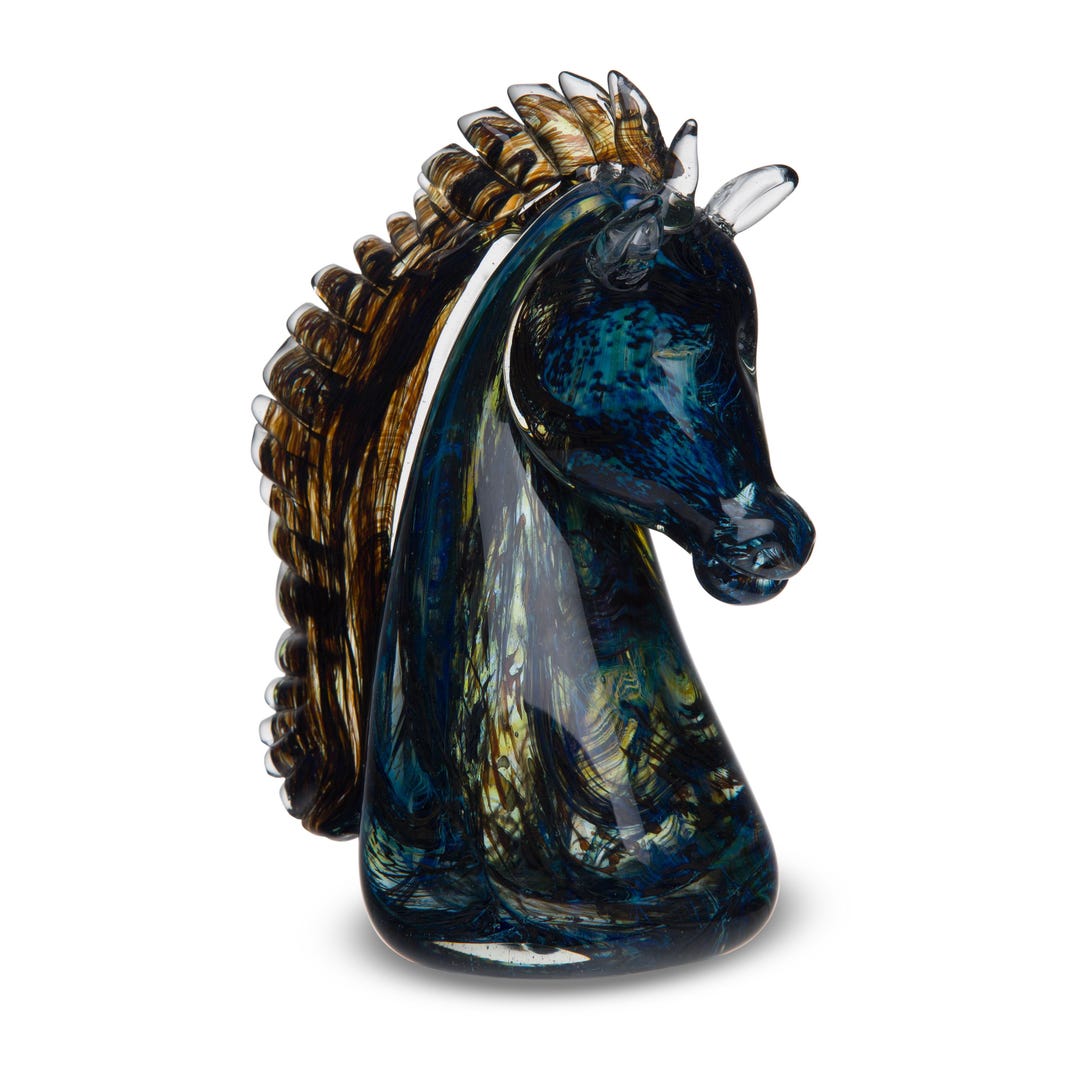 Glass Horse Head Snow Mane — 2026 Year of the Horse, Hand-blown - Etsy
