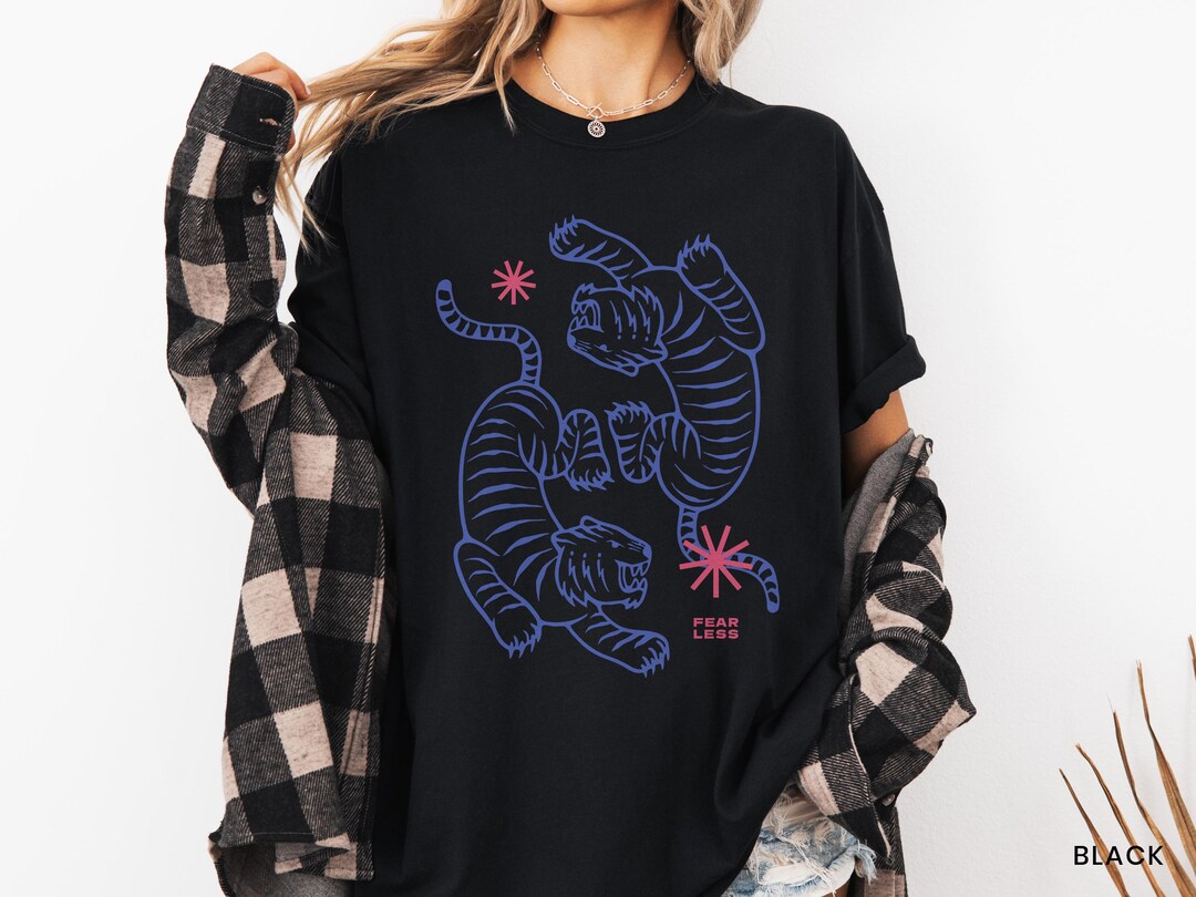 Fearless Tiger T-shirts, Tiger T-shirts, Graphic Tiger Tee, Fearless T-shirt, Motivational ...