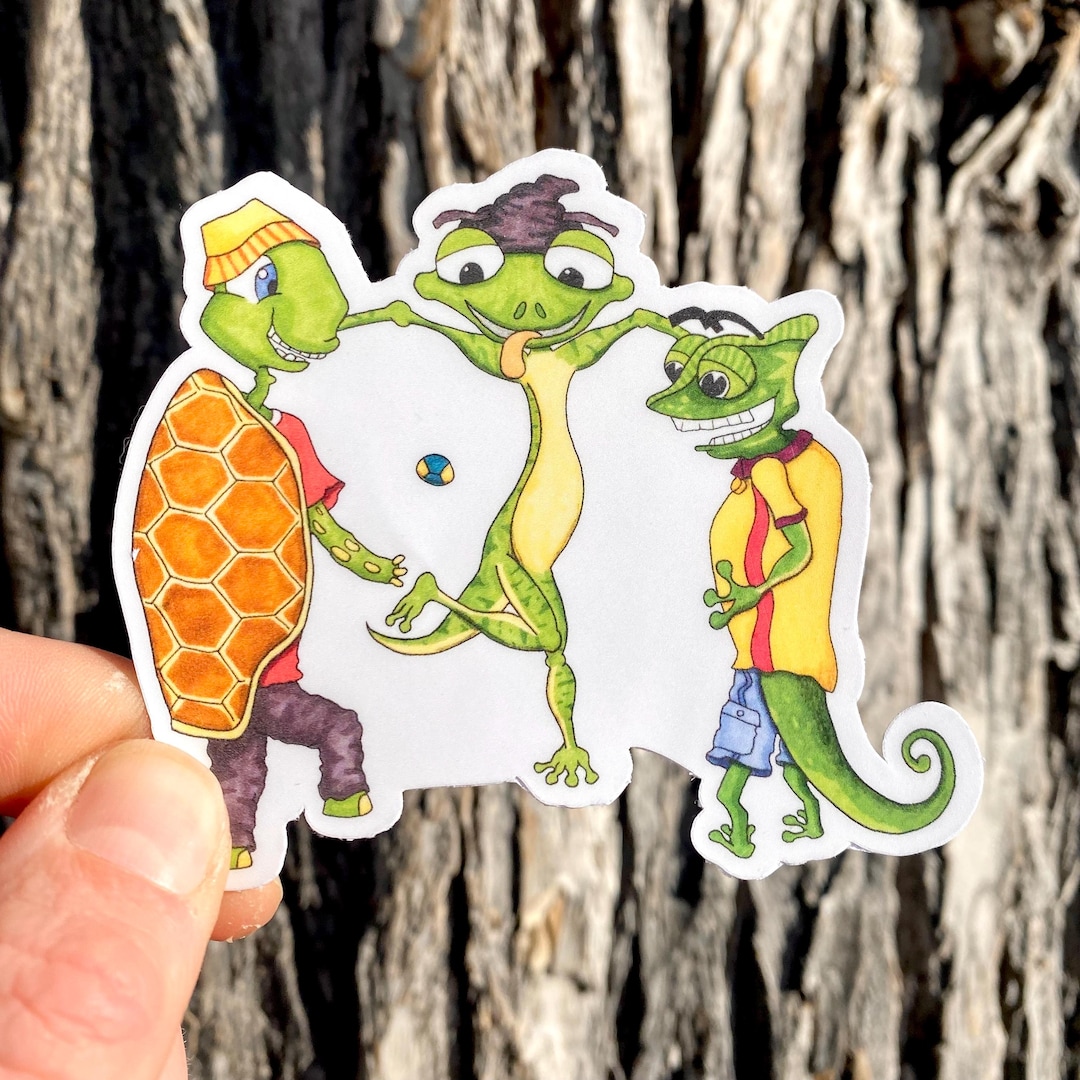 Colorful Reptile Sticker - Hand-drawn - Turtle, Iguana & Gecko Hacky ...