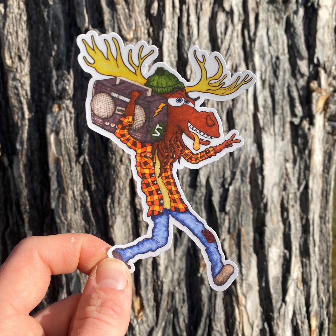Groovy Moose Boombox Sticker - Hand Drawn Art - Adventurous Hippie Art ...