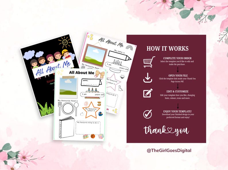 All About Me Worksheet Canva Template | Back to School Activity - Etsy