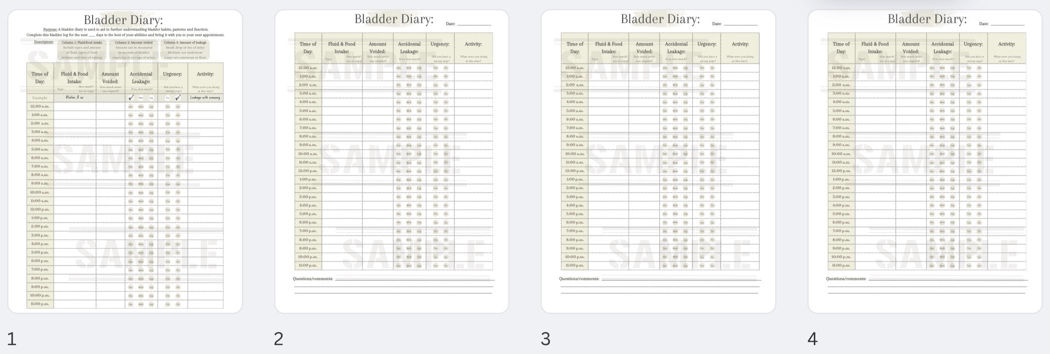 Bladder Diary (printable) *DIGITAL DOWNLOAD* - Etsy