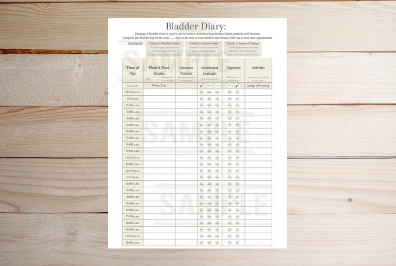 Bladder Diary (printable) *DIGITAL DOWNLOAD* - Etsy