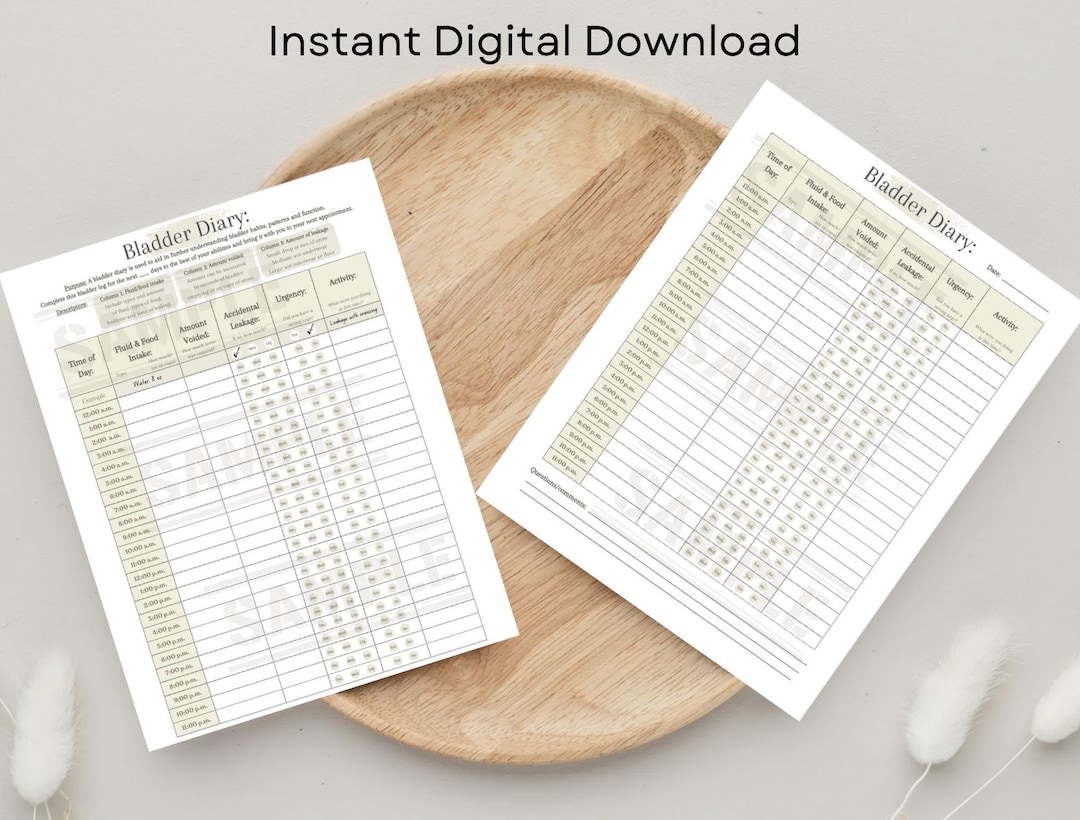 Bladder Diary (printable) *DIGITAL DOWNLOAD* - Etsy