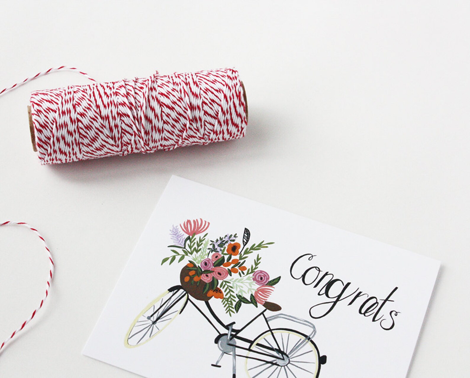 Greeting Card Bike Congrats Basket of Florals Foliage - Etsy