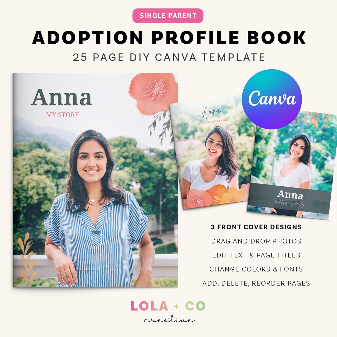 Modern Watercolor Flowers Single Parent Adoption Profile Book Template ...