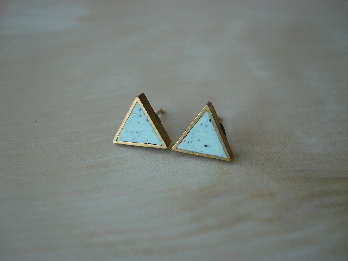 Mint Chip Small Brass Triangle Stud Earrings - Etsy