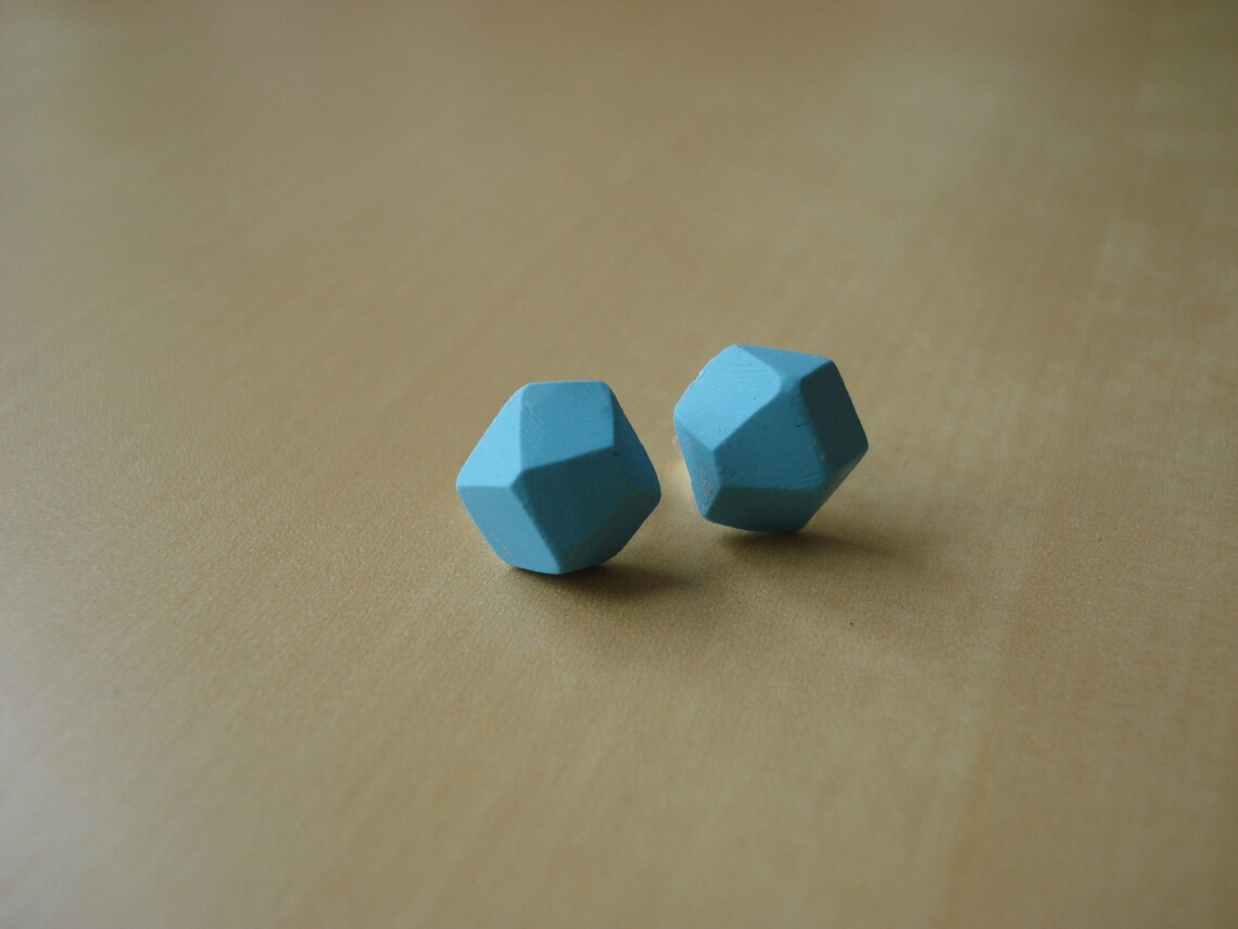 Bright Light Blue Gem-cut Clay Stud Earrings - Etsy