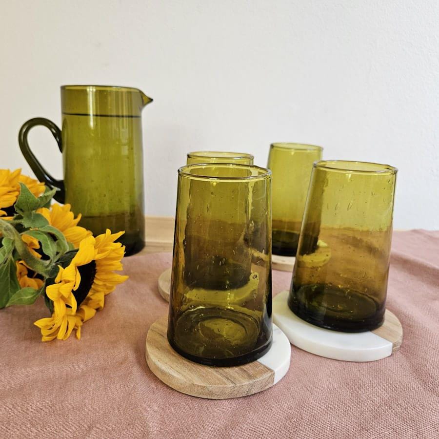 Beldi Glass Modern Mustard set of Six - Etsy