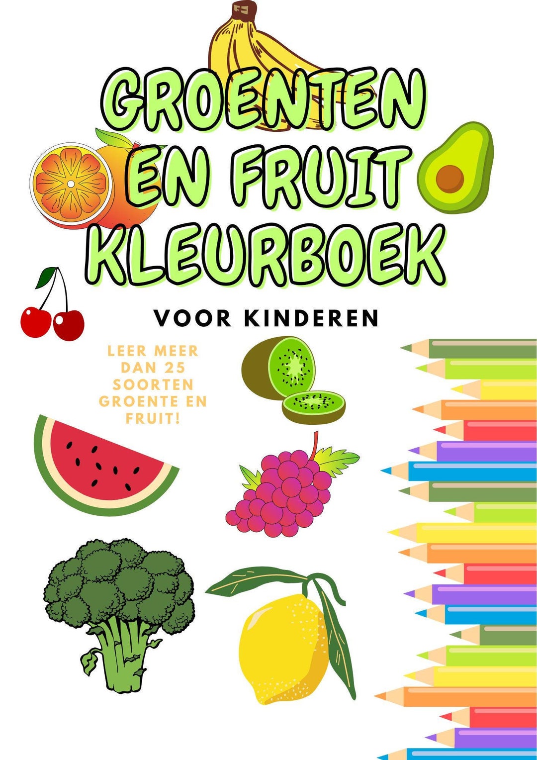 Coloring Book 25 Types of Vegetables and Fruits in Dutch - Etsy