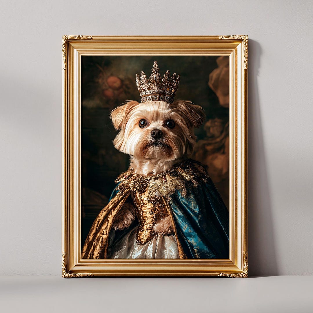 Maltese Portrait Painting Canvas, Renaissance Dog Portrait, Royal Pet ...