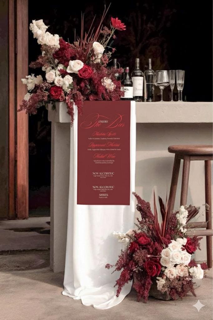 Burgundy Personalized Linen Bar Sign: Wedding Drink Menu, Colored Bar ...