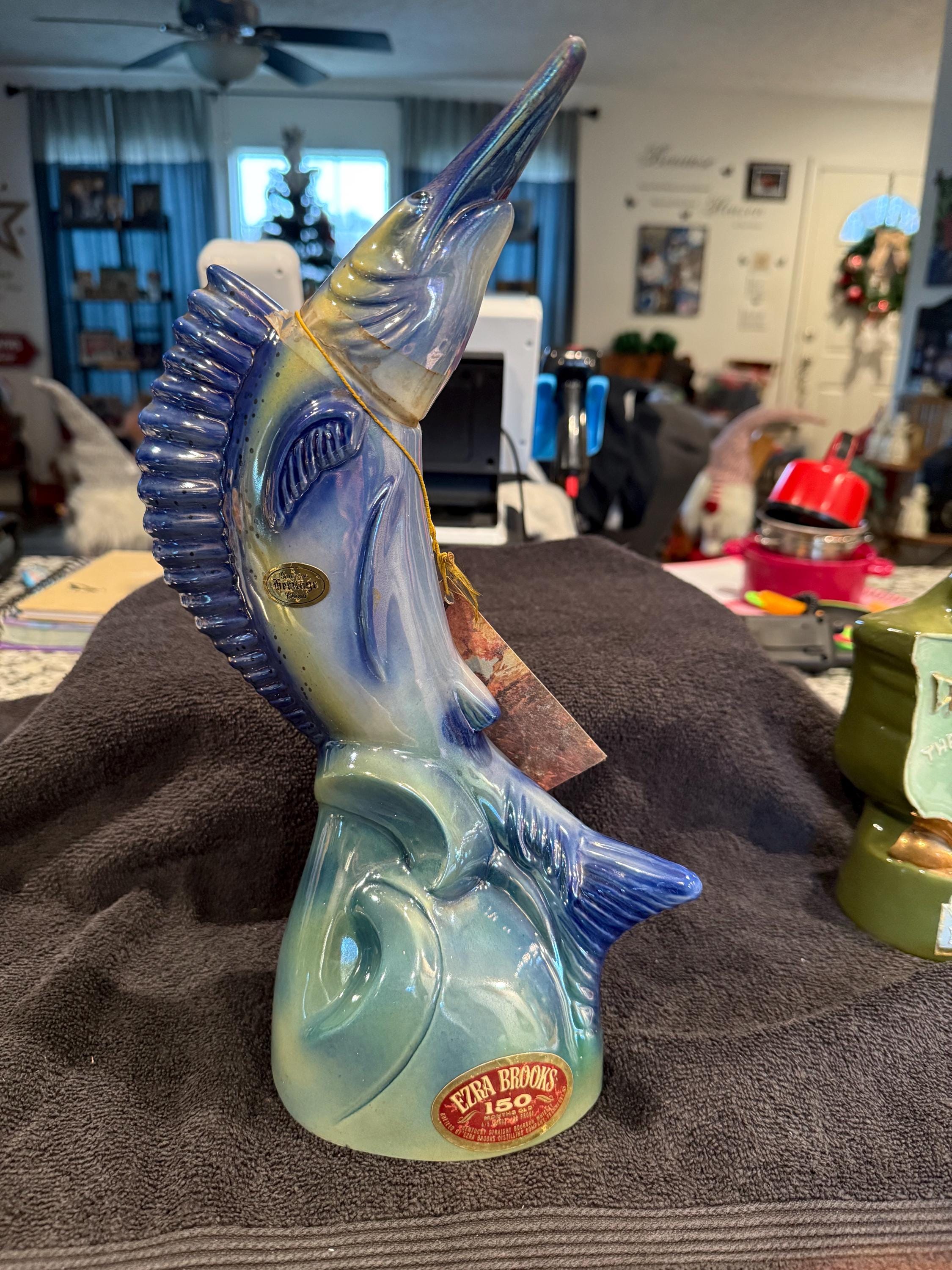 1970 Ezra Brooks Blue Marlin Decanter Etsy