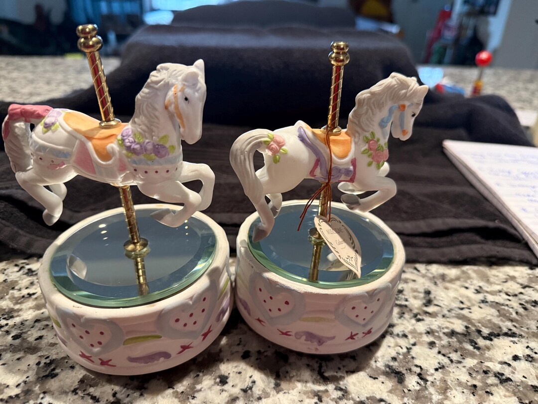 Vintage Set Carousel Music Boxes With Mirrors - Etsy
