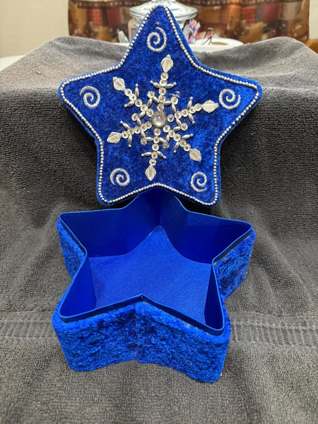 Vintage Blue Velvet Star Gift Box - Etsy