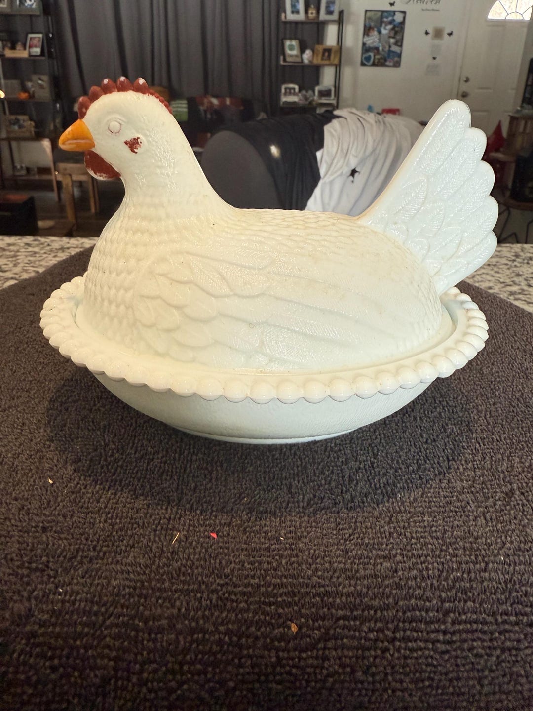 Vintage Hen on Nest Milk Glass Candy Dish - Etsy