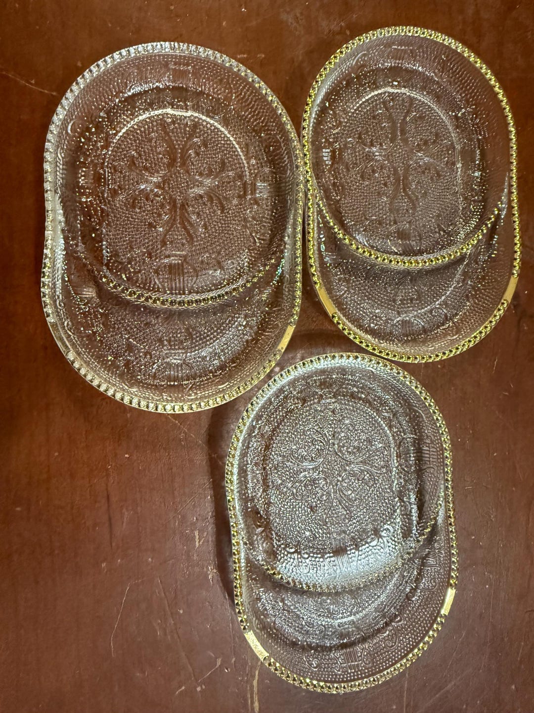 Vintage Jeanette Glass Harp Crystal With Gold Trim Beaded Rim Coaster ...