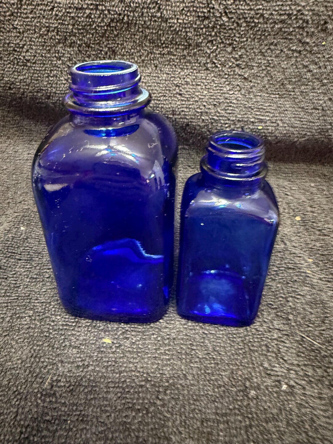 Vintage Cobalt Blue Square Glass Medicine Bottles - Etsy