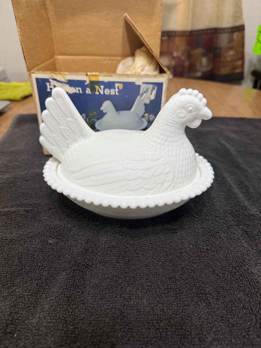 Vintage Hen on Nest Indian Milk Glass Candy Dish - Etsy