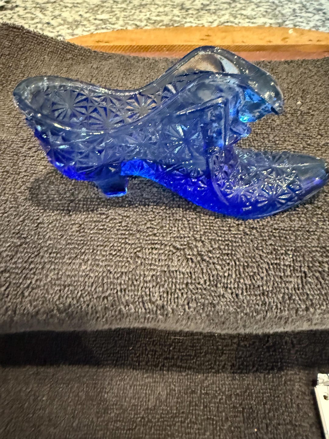 Vintage Small Fenton Blue Art Glass Shoe - Etsy