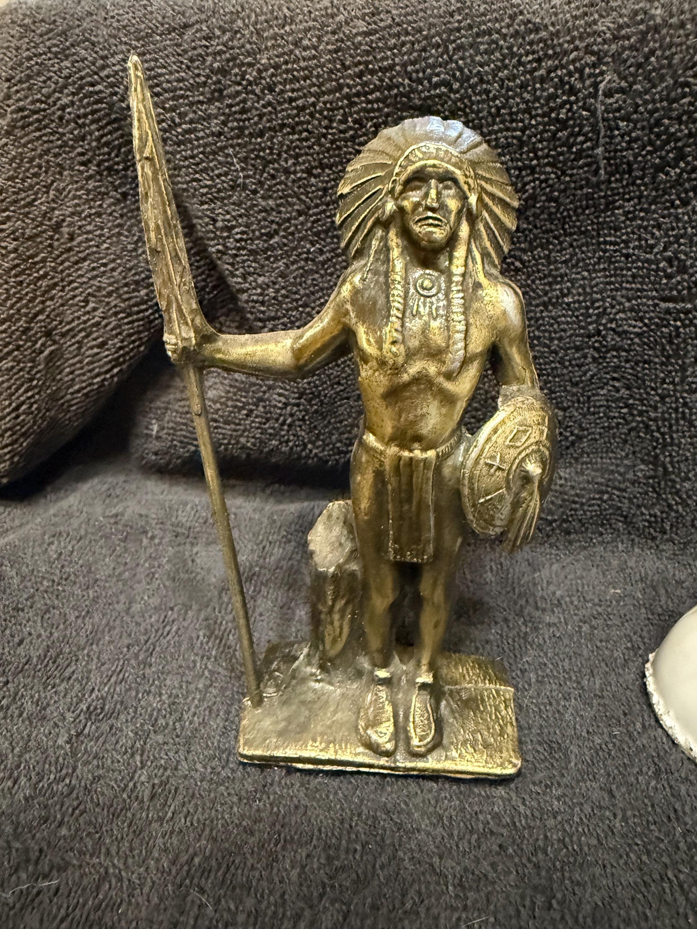 Vintage Brass Native American Statue - Etsy