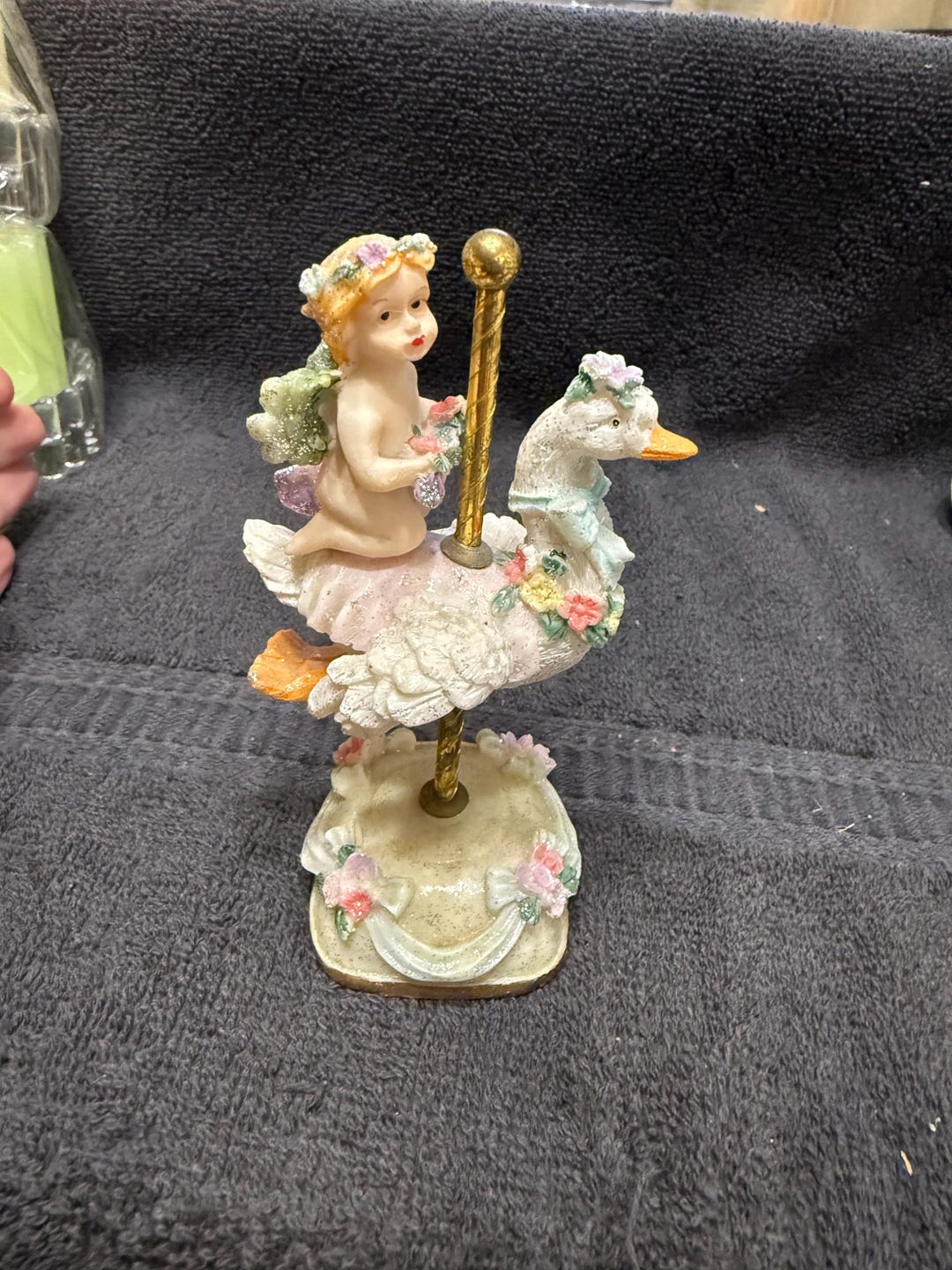 Vintage Cherub Riding Carousel White Goose by K’s Collection - Etsy