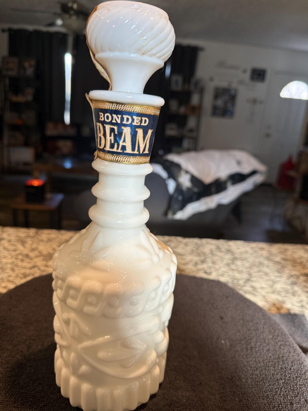 Jim Beam Milk Glass Decanter