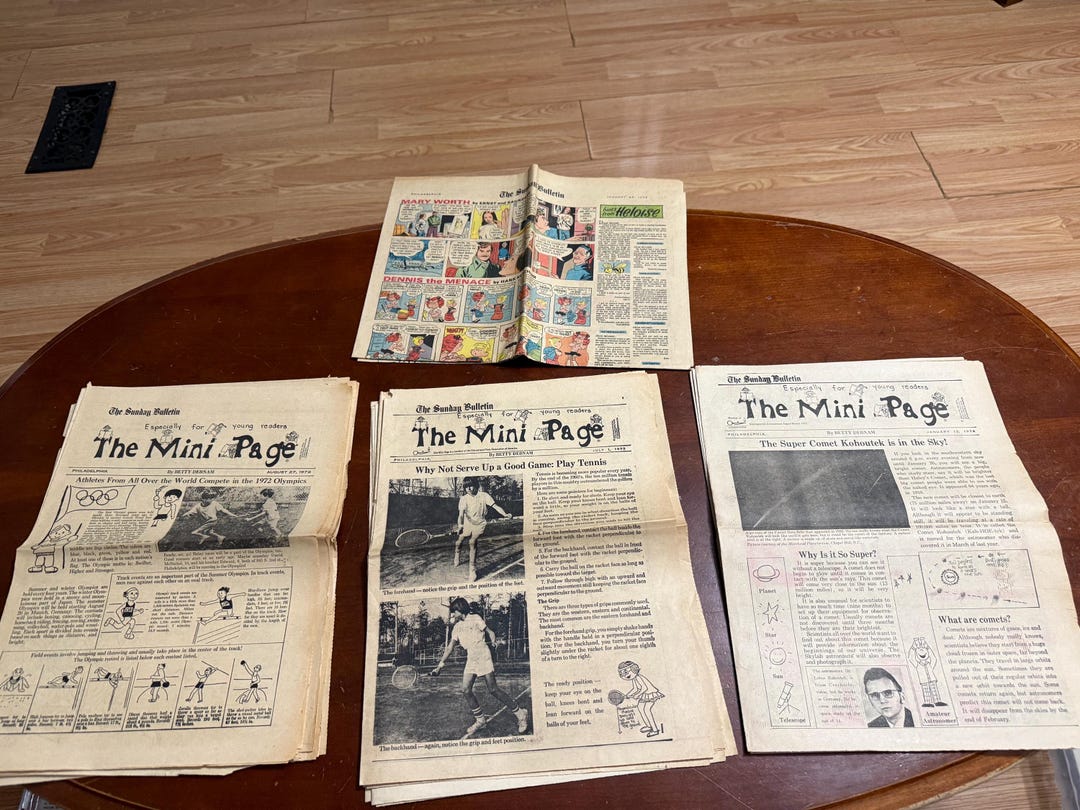 Vintage 1970’s the Mini Page & the Sunday Bulletin Comic Newspapers - Etsy