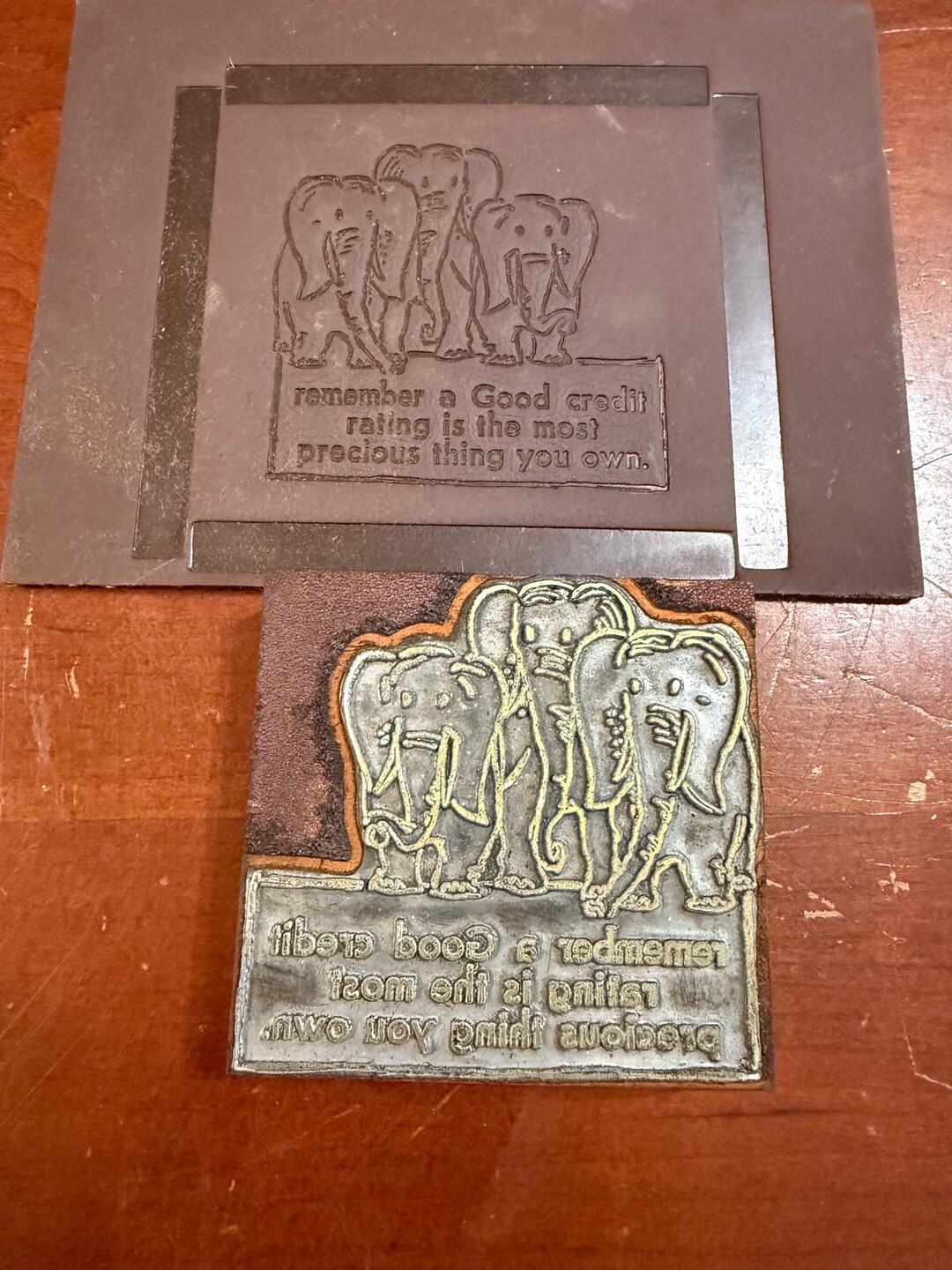 Vintage Metal Elephant Stamper With Sample of What It Looks Like ...
