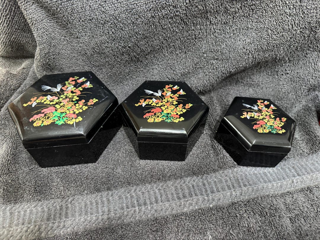 Vintage 1970’s Hexagonal Lacquered Plastic Trinket Box Nesting Set - Etsy