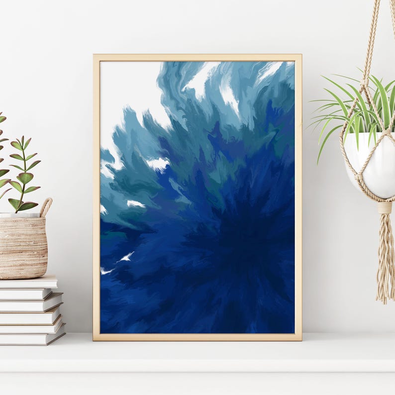 Navy Blue Painting: Calm Color Palette Artwork, Extra Large Abstract ...