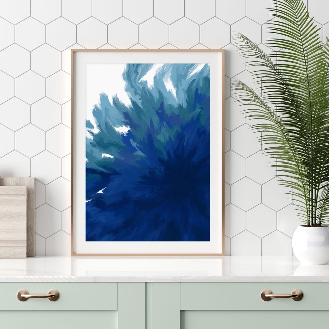 Navy Blue Painting: Calm Color Palette Artwork, Extra Large Abstract ...