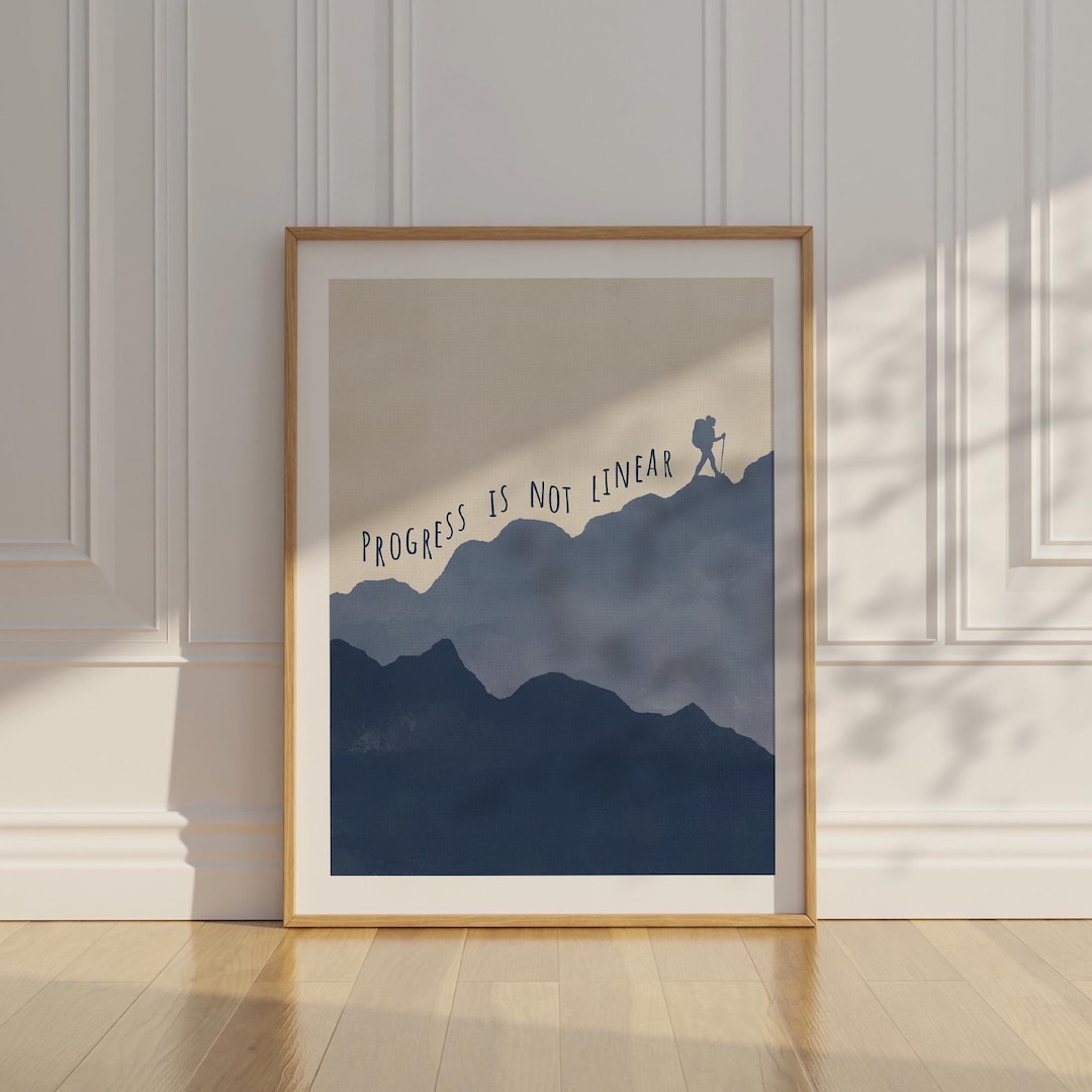 Progress is Not Linear Poster: Motivational Quote Art, Growth Mindset ...