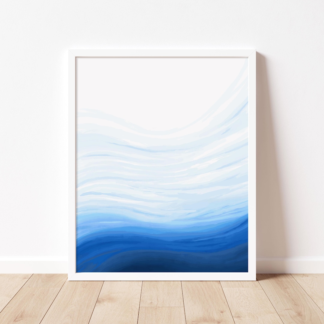 Calming Sea Underwater Painting, Blue Hallway Decoration, Large Ocean ...