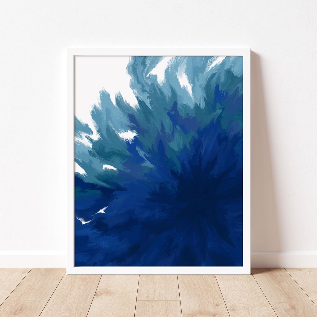 Navy Blue Painting: Calm Color Palette Artwork, Extra Large Abstract ...