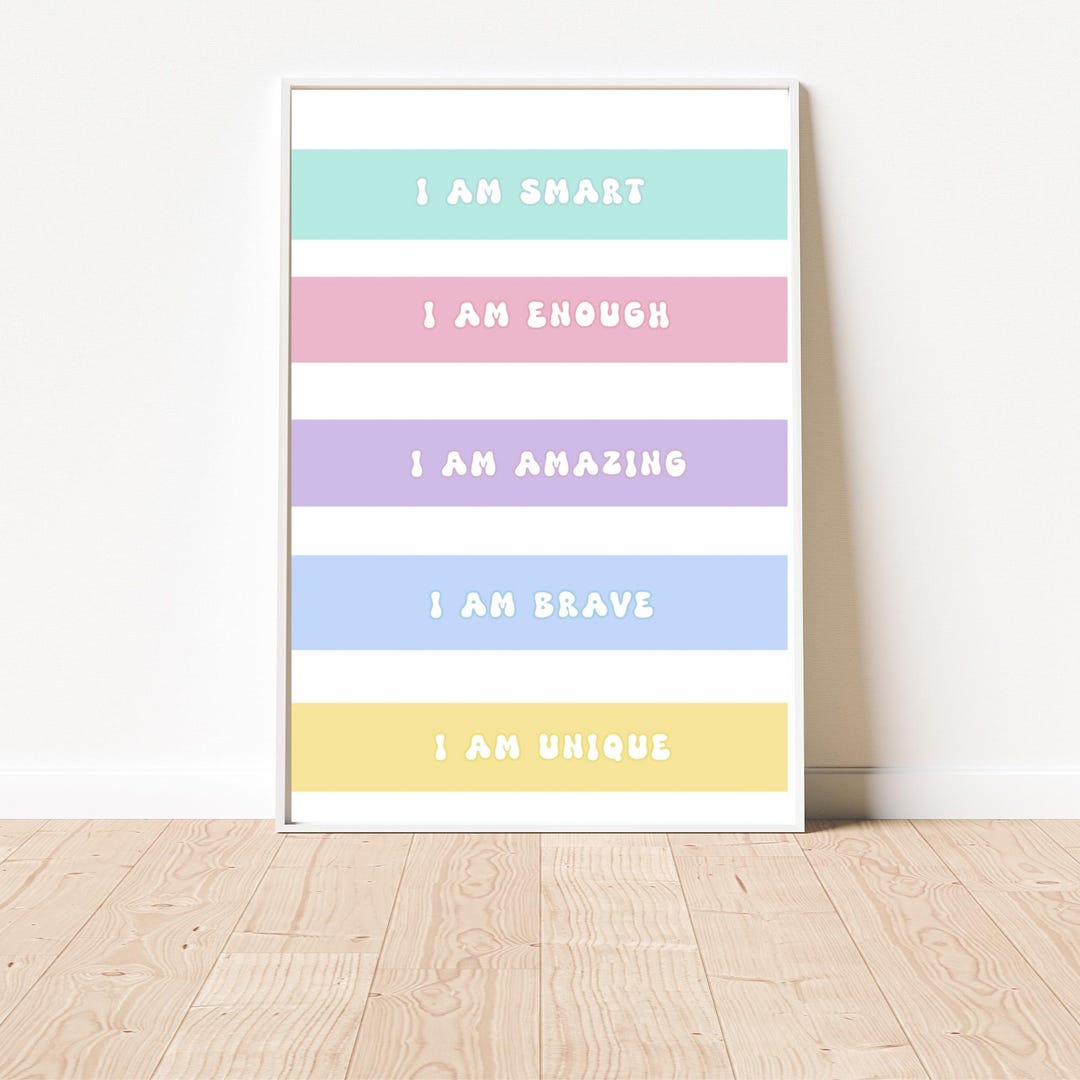 Positive Affirmation Print, Rainbow Positive Affirmation Wall Art ...
